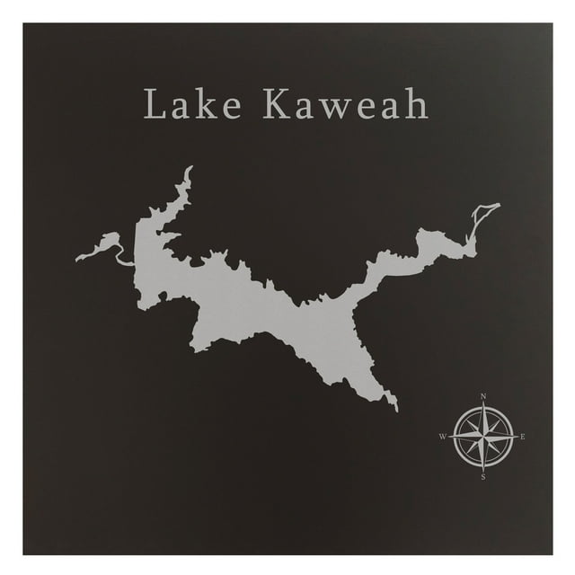 Lake Kaweah Map 24x24" Black Metal Wall Art Office Decor Gift Engraved ...