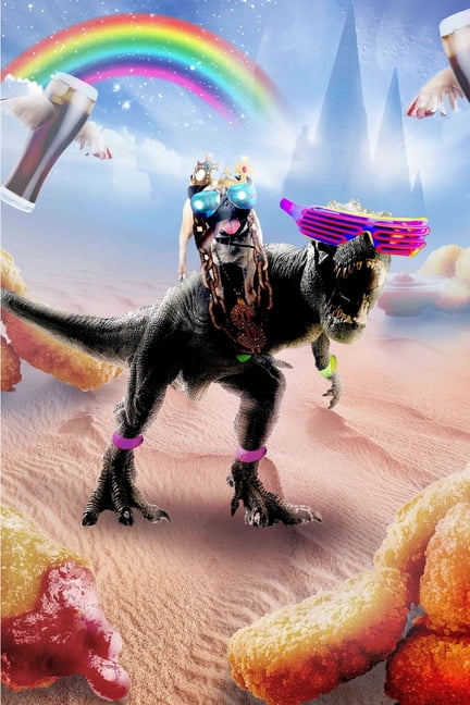 Pug Riding Dinosaur With Chicken Nuggets And Cola Daily Weekly Planner ...