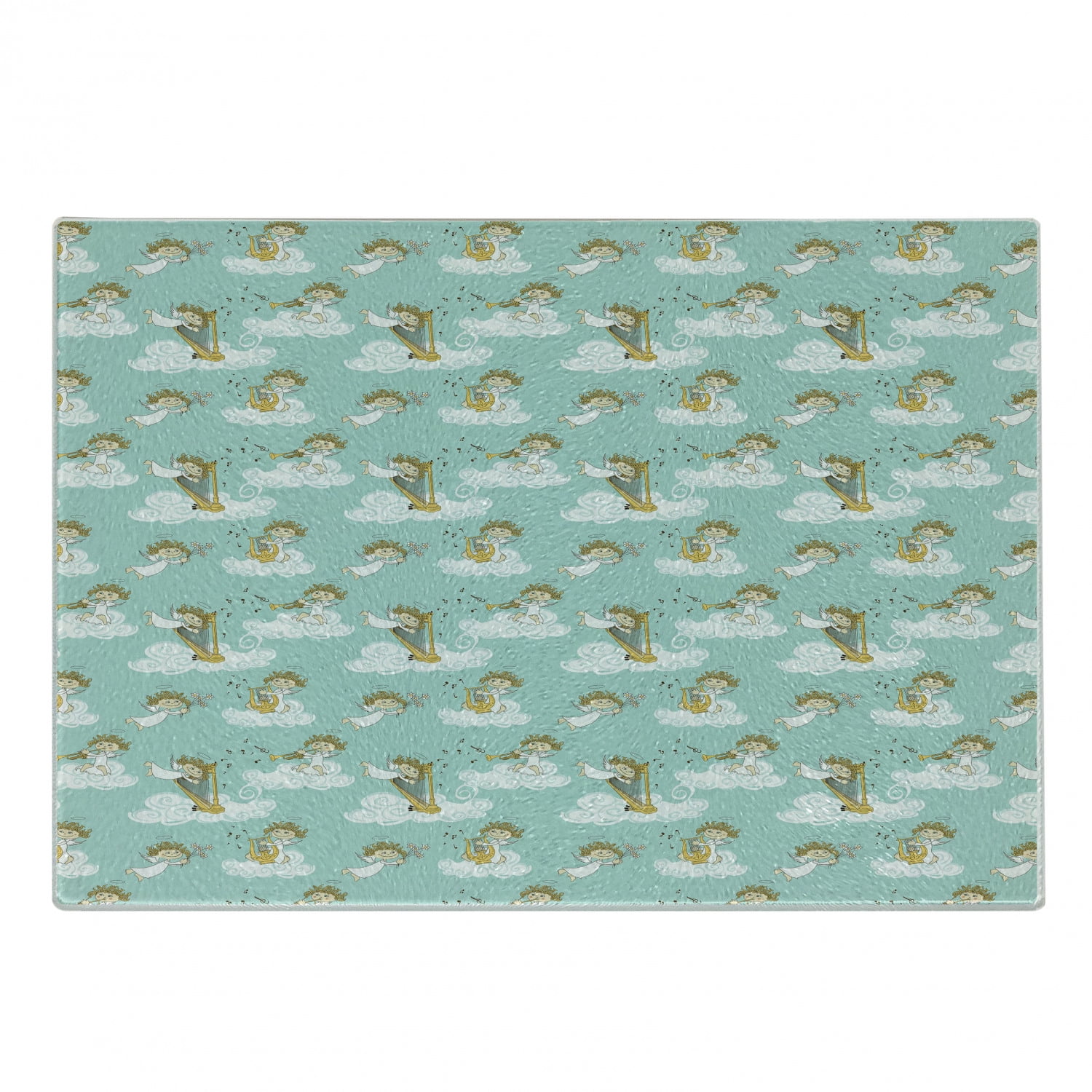 Angel Cutting Board, Angels Playing Harp in Sky Clouds Myth Folk Lyre ...