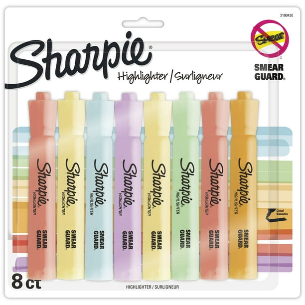 Sharpie Tank Highlighters, Mild Pastel Colors, Assorted, Chisel Tip, 8 ...