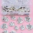 80pcs Mini Heart Shape Word Charms Alloy Engraved with Various Message ...