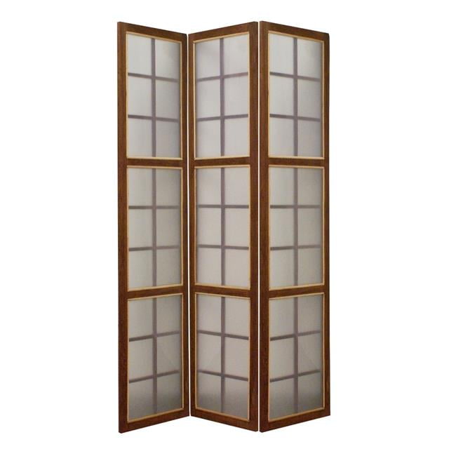 Benjara BM26580 3 Panel Glass Room Divider with Window Pane Design ...