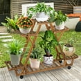 Wisfor Wood Plant Stand, Indoor Outdoor, Carbonized Pine, 6 Tier ...