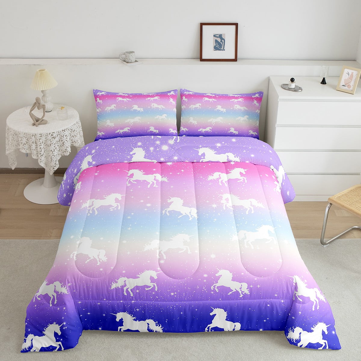 Click here for Erosebridal Unicorn Print Comforter Sets Toddler S... prices