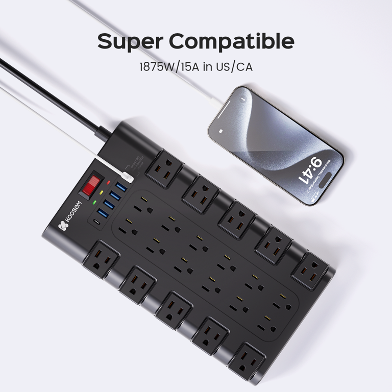 Desk Charging Station SUPERDANNY Surge Protector Power Strip - 22 ...