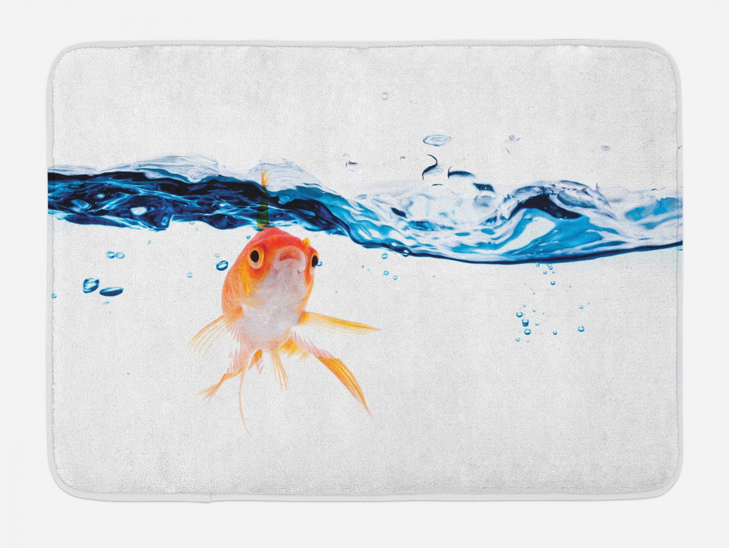 Fish Bath Mat, Goldfish Swimming Under Surface of Clear Water Fishbowl ...