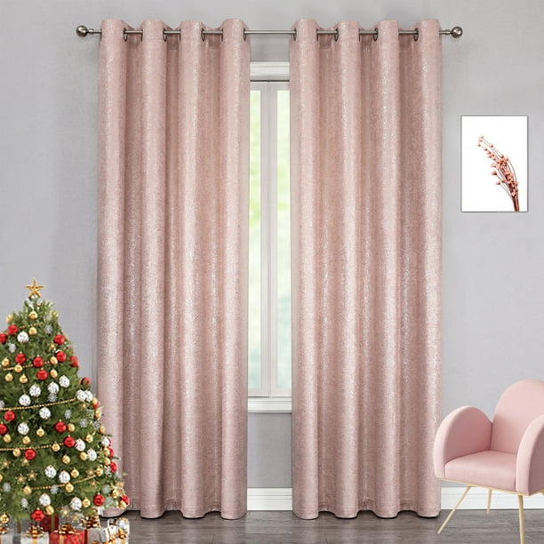 Pinewave Pink Sparkle Blackout Curtains Luxury Metallic Chic Silver ...