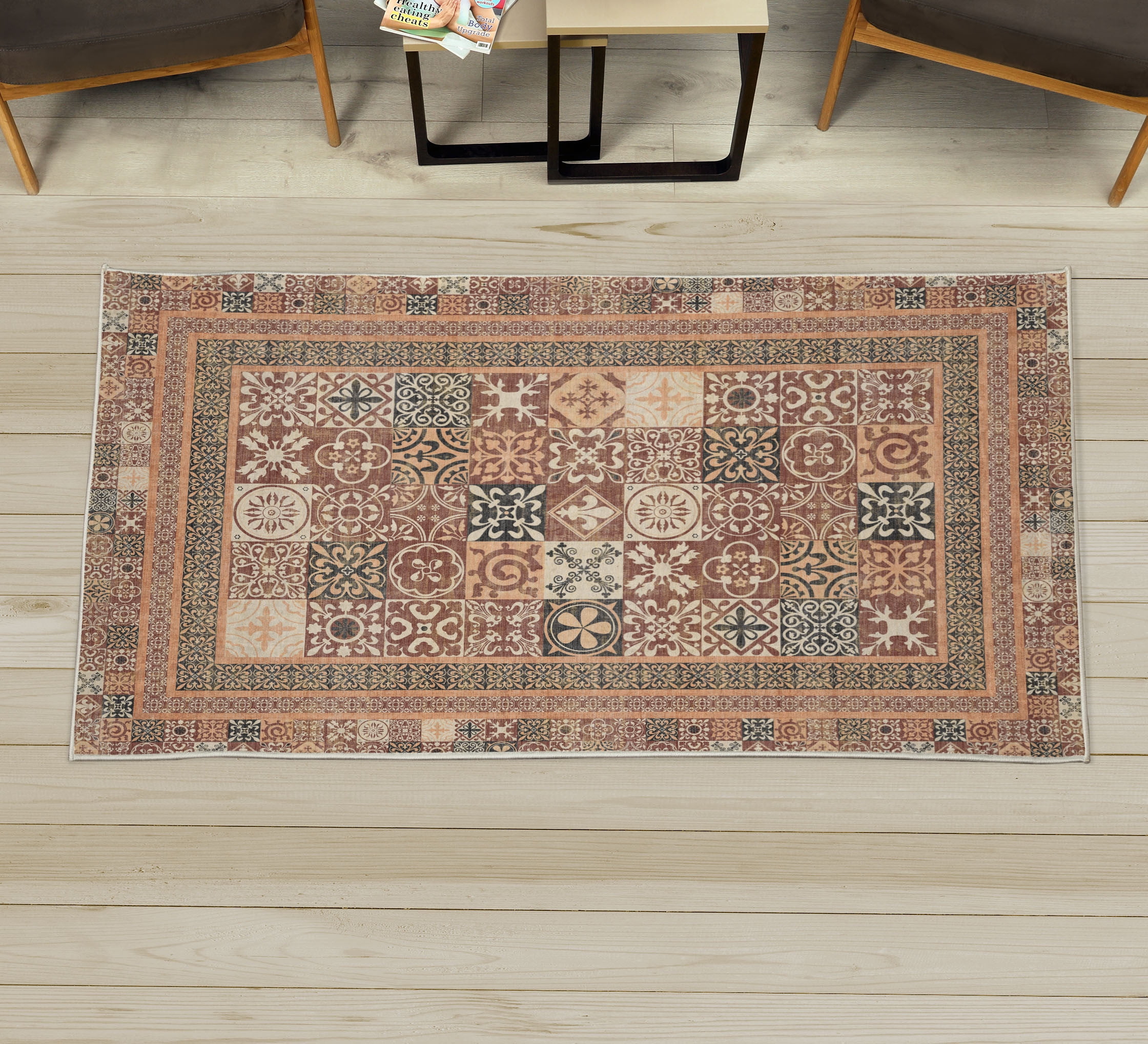 Ethnic Decorative Rug, Moroccan and Spanish Tiles Inspired Folkloric ...
