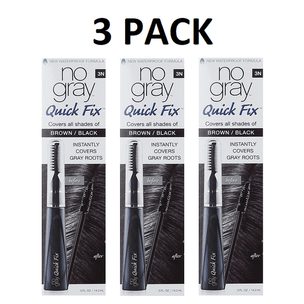 [3 PACK] NO GRAY Quick Fix Hair Color [3N BROWN/BLACK] Waterproof Roots ...