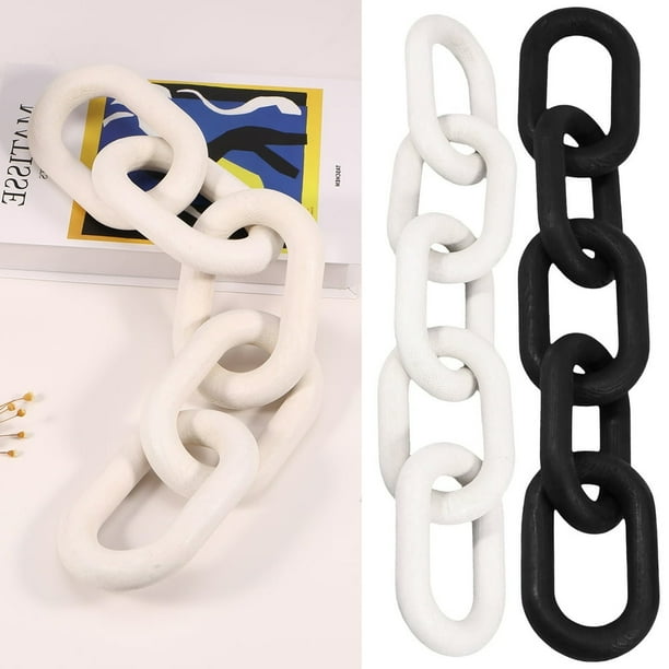 POINTERTECK Wood Chain Link Decor Wood Chain Link Coffee Table Decor ...