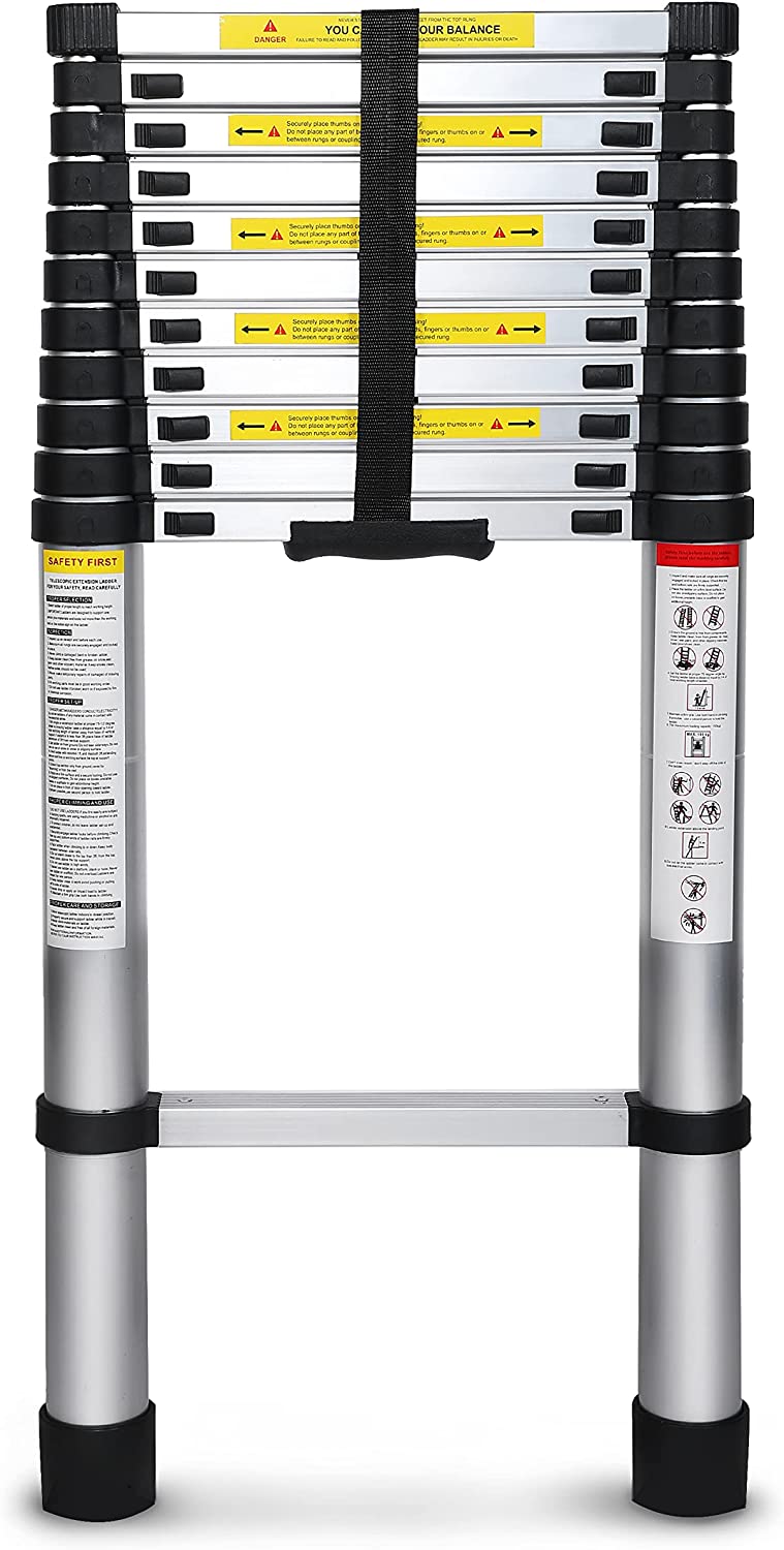 Simple Deluxe 16.4 FT Telescoping Ladder,Aluminum Collapsible Extension ...