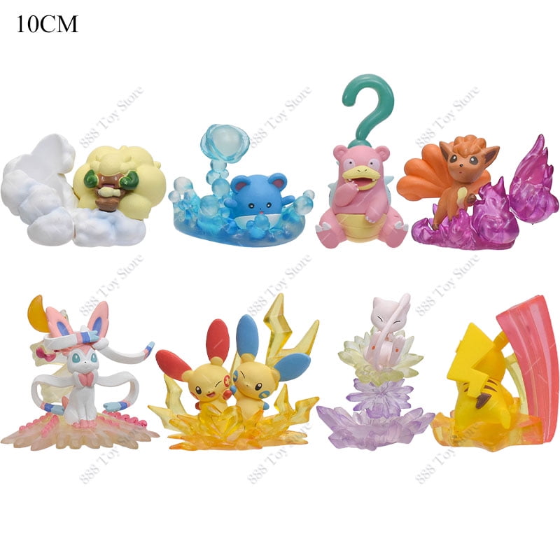 Juego de 6 figuras de Pokémon de Anime, elfo, bola, Eevee, taza de té ...