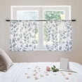 Blue Leaf Sheer Curtains for Living Room Bedroom, Vintage Gray Floral ...