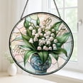 Botanical Blue Vase Window Hanging Suncatcher, Faux Stained Glass ...