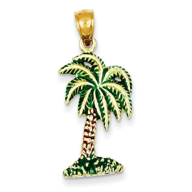 Core Gold - 14k Enameled Palm Tree Pendant - Walmart.com - Walmart.com