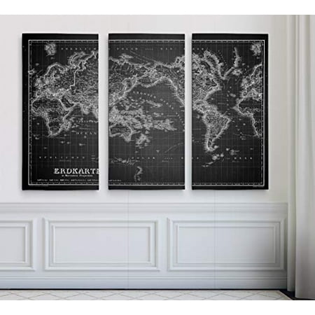 Wexford Home Vintage Wold Map IV Grey Art Print, 32 x 48, Multicolor ...