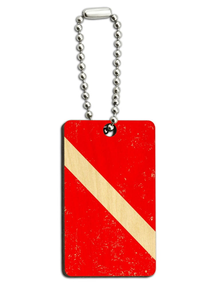 Diving Flag Distressed - Scuba Diver Dive Wood Rectangle Key Chain ...