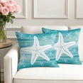 Aqua Nautical Starfish Pillow Covers Set of 4, Coastal Modern Summer ...