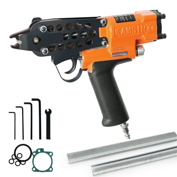 KAMSIN K-SC760 16 Gauge Pneumatic C Ring Gun, 1/2'' Crown Hog Ring ...