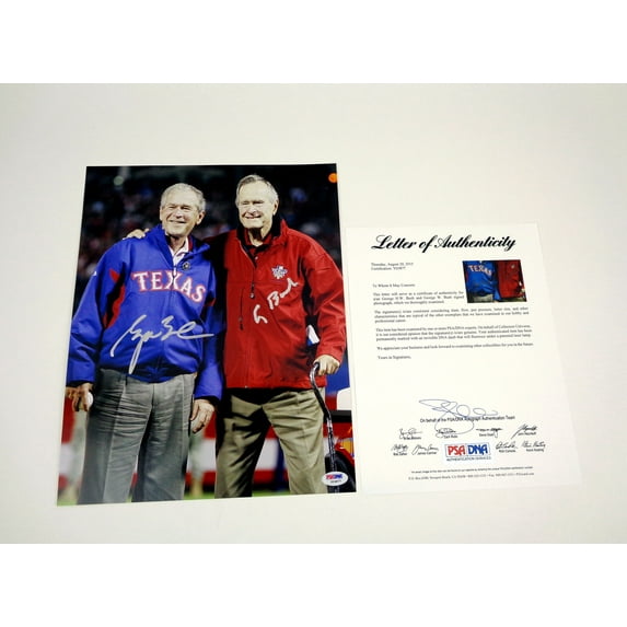 President George W Bush & George HW Bush Dual Signed Autograph Photo ...