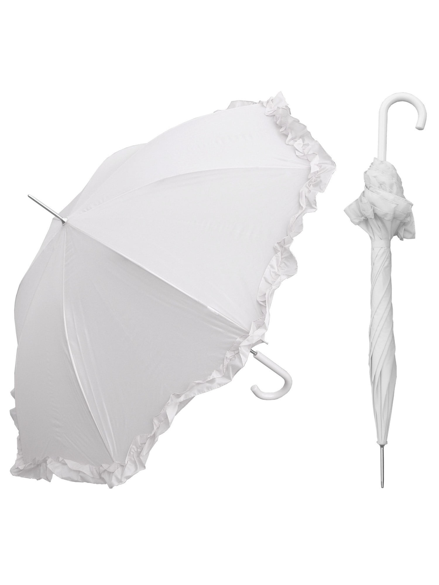 s010wh 48 in. auto open white parasol umbrella with ruffle, 6 piece ...