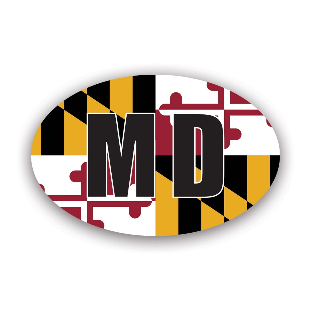 Maryland Flag Oval Sticker Decal - Self Adhesive Vinyl - Weatherproof ...