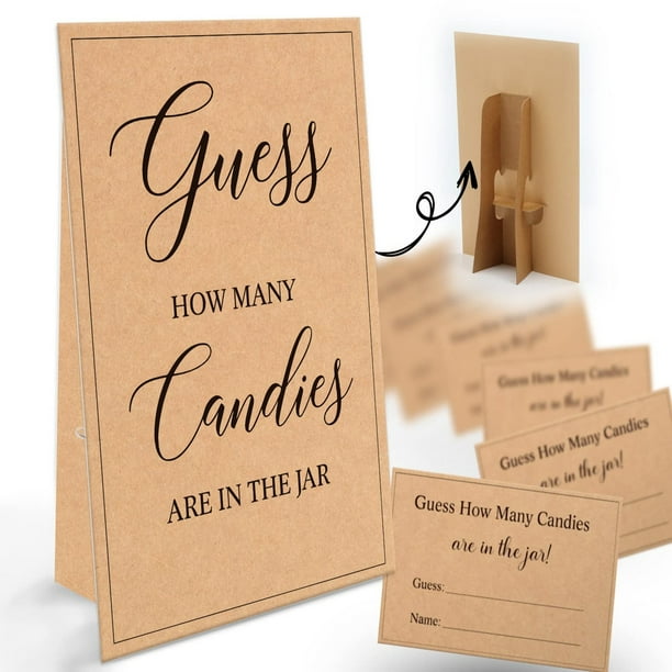 Candy Count Challenge Cards - 50 Kraft Paper Guessing Game Cards with ...