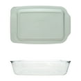Pyrex 233-D 5qt Glass Baking Dish and 233-PC 3qt Sage Green BPA-Free ...