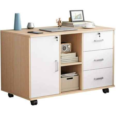 Bed Side Table Nightstand Bedside Table with Lock 1-Cabinet 3-Drawers ...