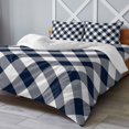4 Piece Duvet Cover Set Cal king, Farmhouse Dark Blue Checker Soft ...