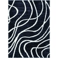 HR Plush Cobalt and White Wave-Patterned Shag Rug, 1-Inch-Thick Soft ...