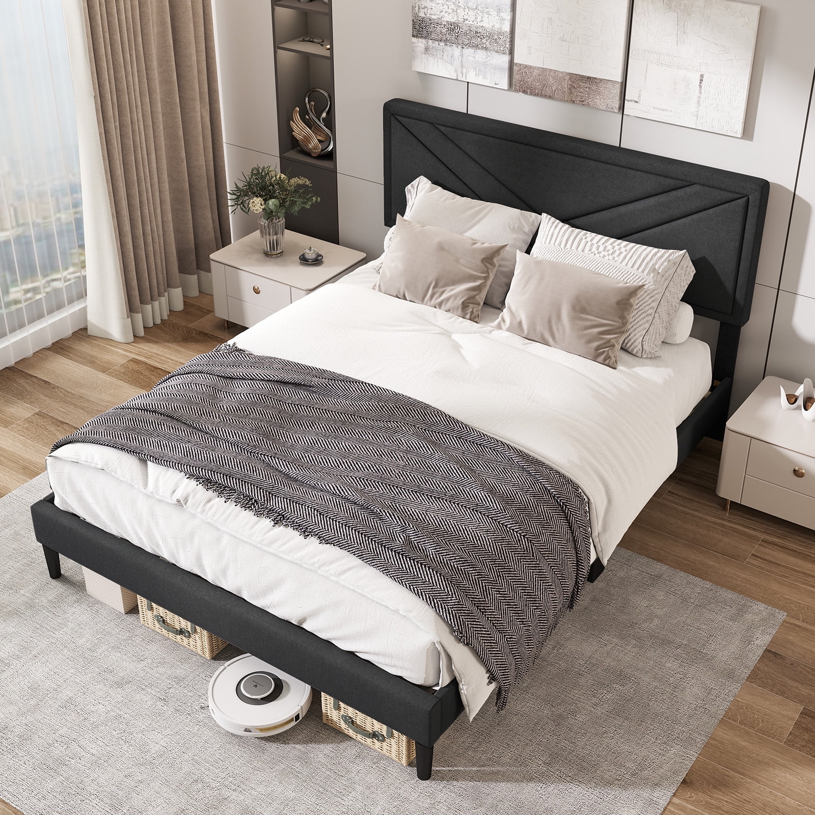 Click here for Gymax Queen Size Bed Frame W/ Tufted Headboard & W... prices