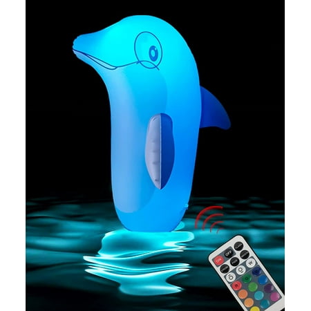 HEIBIN Light Up Pool Toys for Kids Adults Inflatable Dolphin Stand Up ...