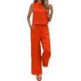 Aellinatey Women's Two Piece Sets With Back Tie Bow Top And Wide Leg ...
