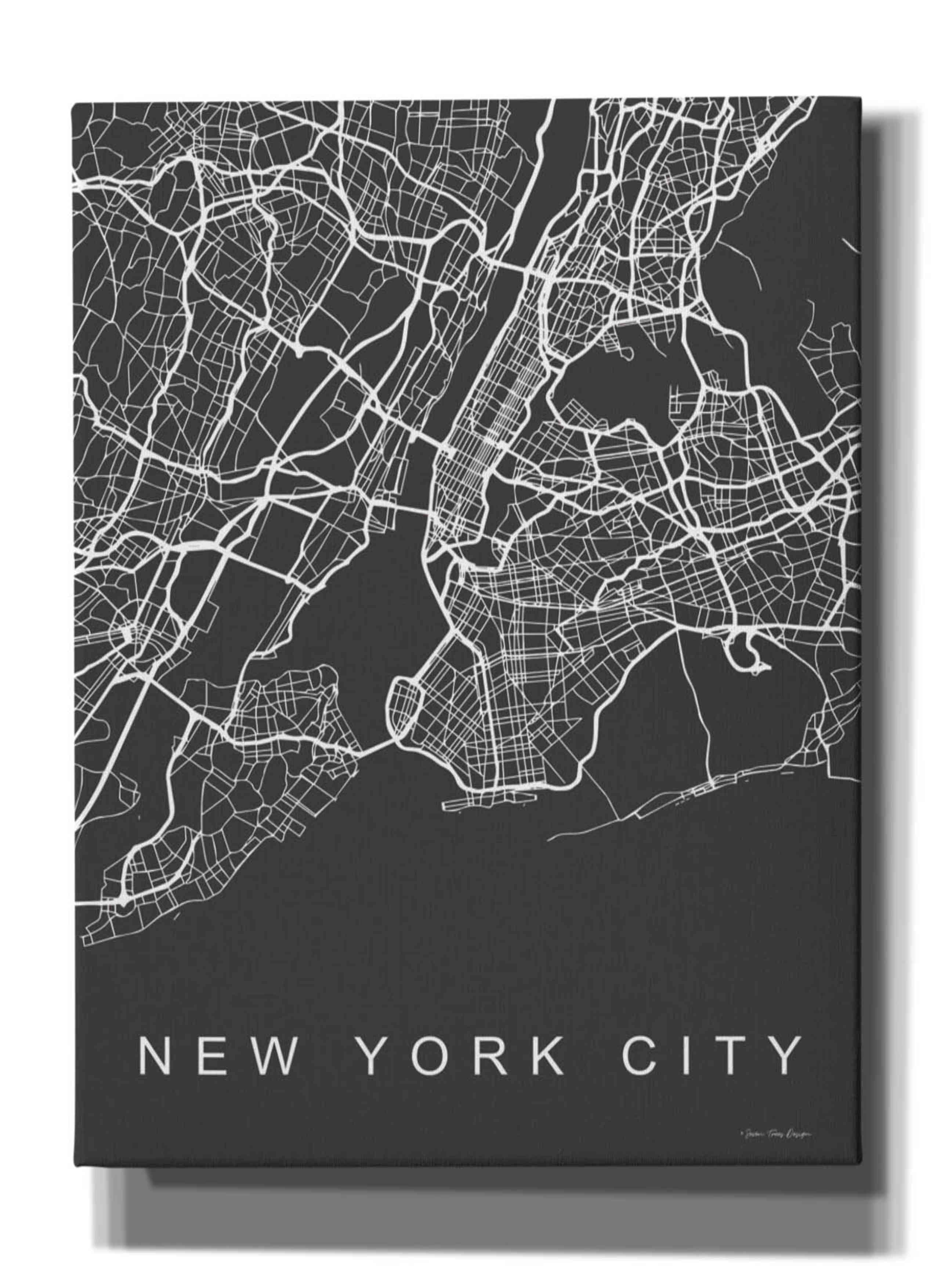 Epic Graffiti 'NYC Grey Map' by Seven Trees Design, Canvas Wall Art, 40 ...