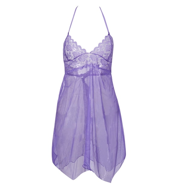SUNSIOM Women Badydoll Sleepwear, See Trough Nightdress, Nightgown G ...