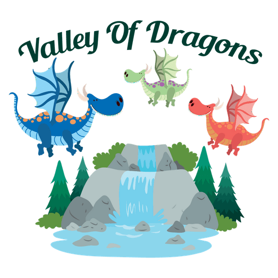 Ancient Dragons from Chinese History Flying Over Magic Fountain Artwork ...