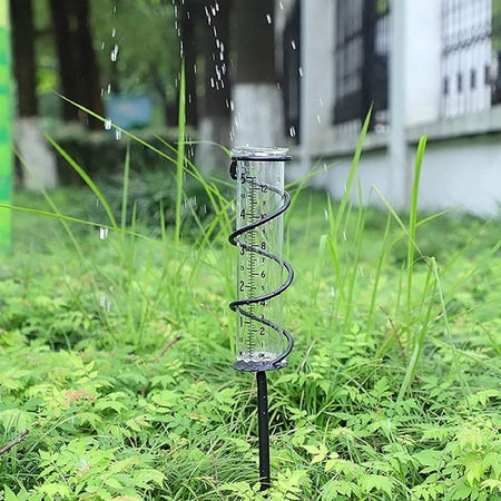 5 inch Rain Gauge Garden Decorative Stake Spiral Rain Water Meter ...