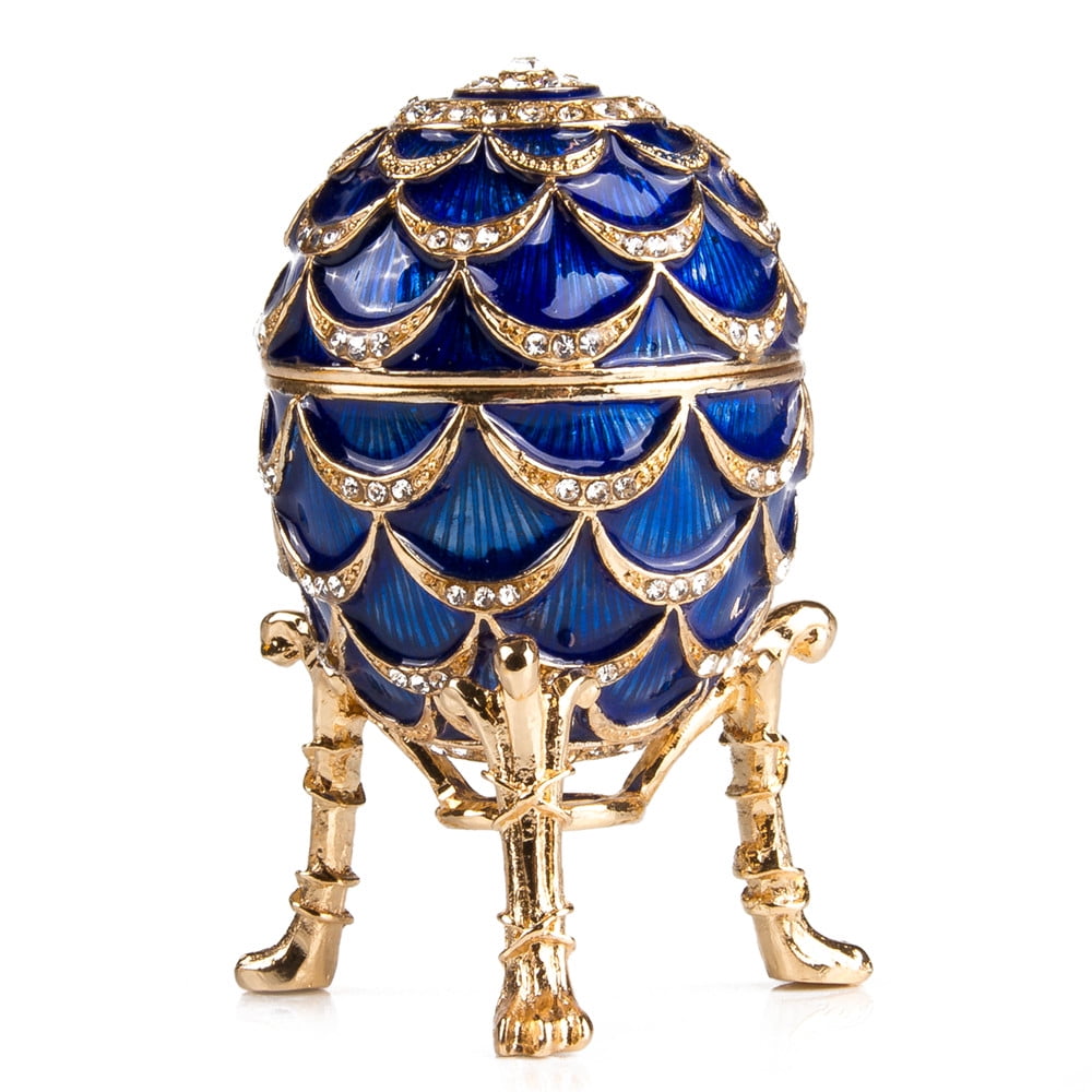 Pine Cone Faberge Style Egg Box Blue Limited Edition Collectible ...