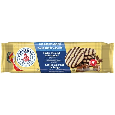 Voortman No Sugar Added Fudge Striped Shortbread Cookies, 320 g ...