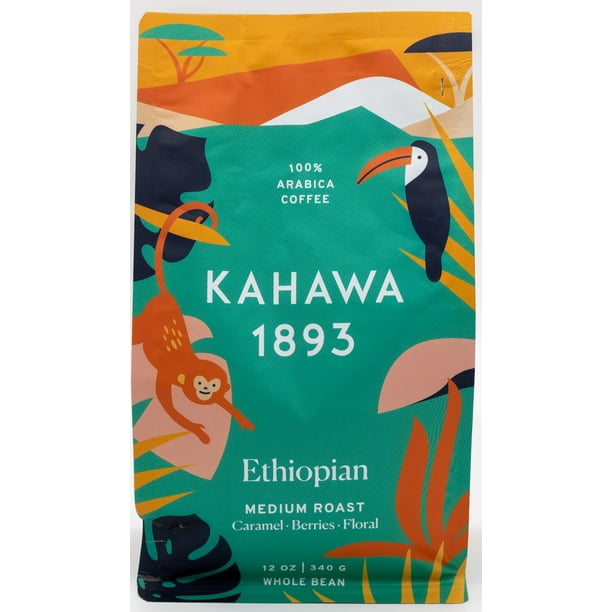 KAHAWA 1893 COFFEE COFFEE ETHIOPIAN WB MEDIUM ROAST 12 OZ - Walmart.com