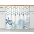 Blue Sea Cabinet Curtains 11" W x 13" L Nautical Ocean Watercolor ...