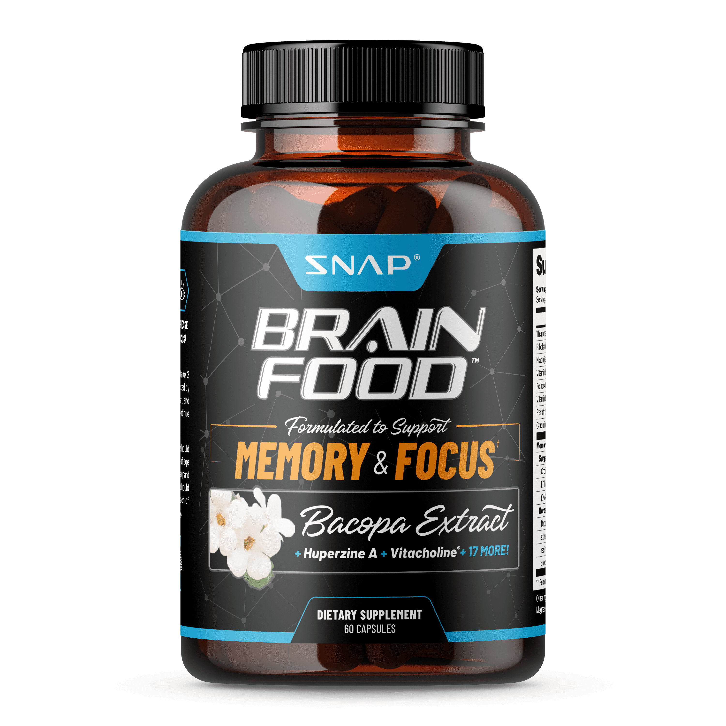 Nootropics Brain Booster with Bacopa Extract Snap Supplements, Memory ...