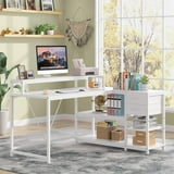 Reversible L shaped desk now, white L corner desk, wood and metal ...