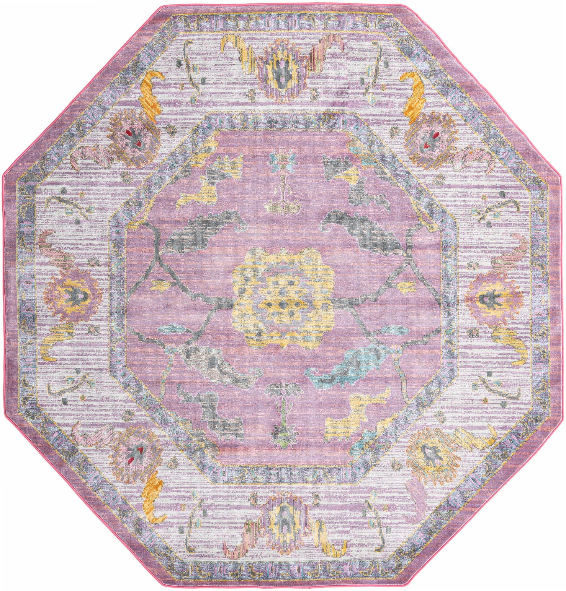 Rugs.com Paragon Collection Rug – 8 Ft Octagon Pink Medium-Pile Rug ...