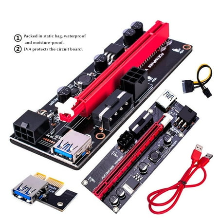 PCIE Riser 1X to 16X Graphics Extension for GPU to 16X Mining Powered ...
