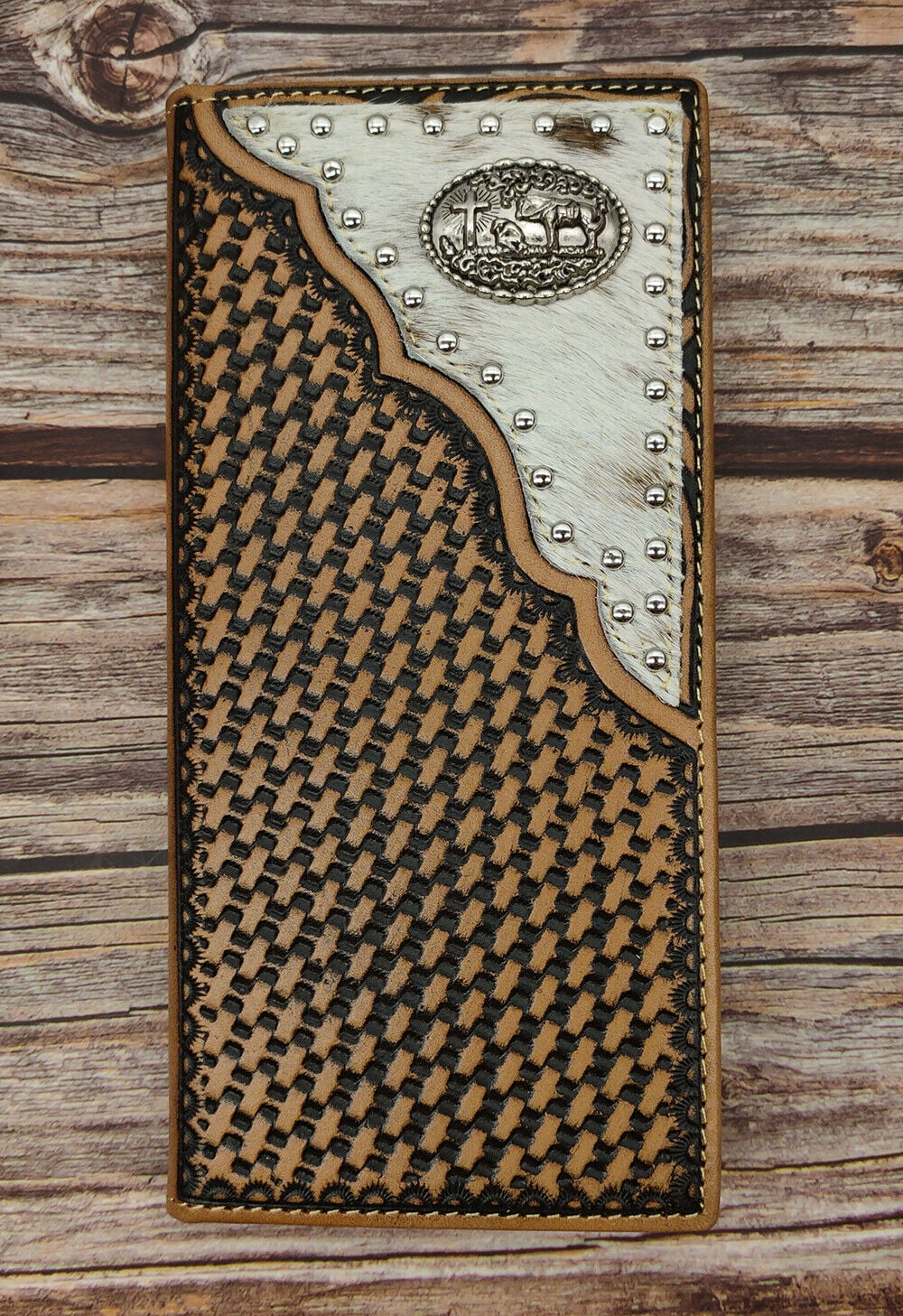 Western Cowboy Wallet for Men Pray Wallet Genuine Leather Long Bifold ...