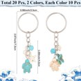 1Set 20Pcs 2 Colors Turtle & Starfish Turquoise Pendant Keychain with ...