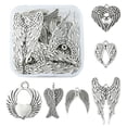 30pcs Mix Styles Charm Heart Angel Wing Antique Silver Color Pendant ...