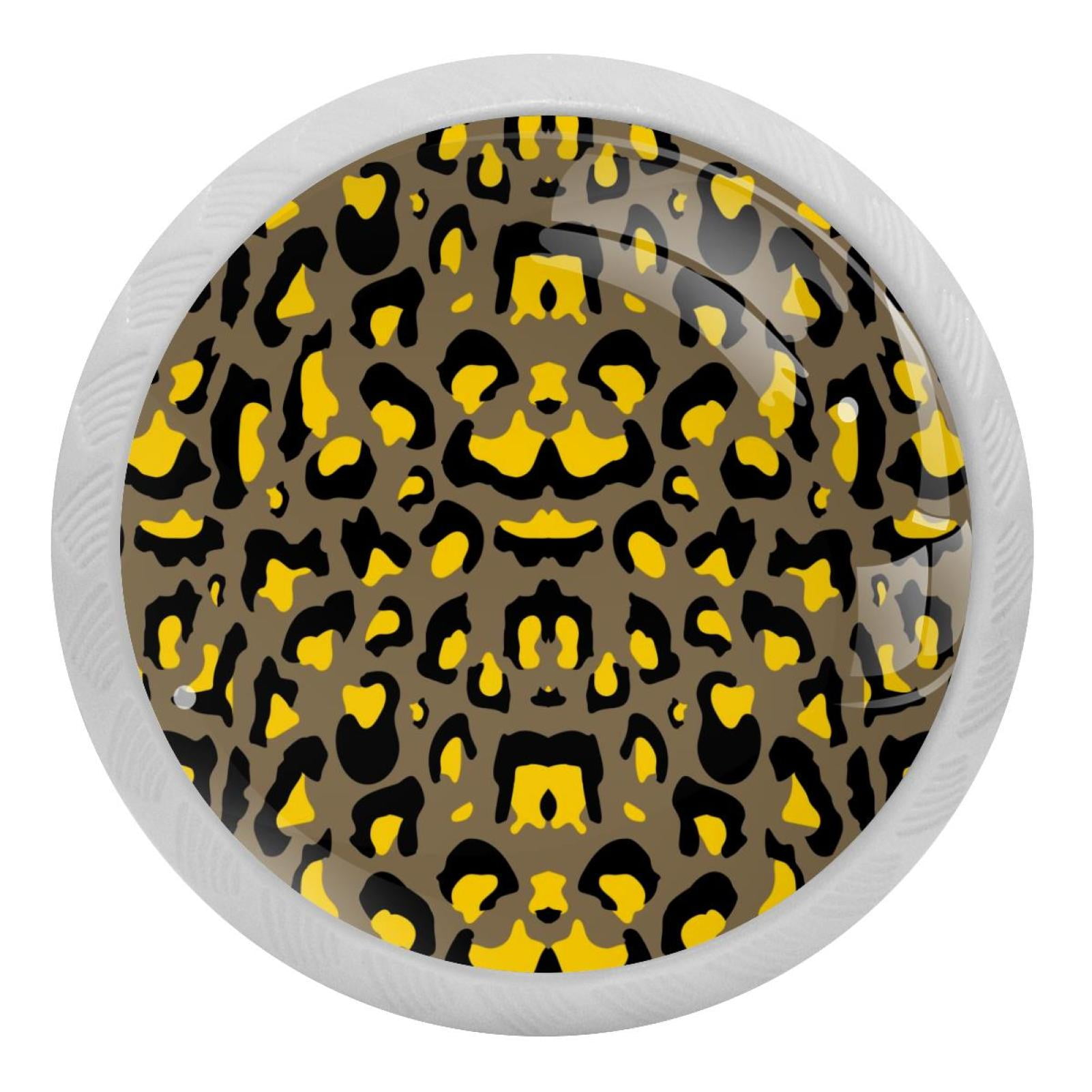 4PCS Round Leopard Print Cabinet Fluorescence Knob Glowing in the Dark ...